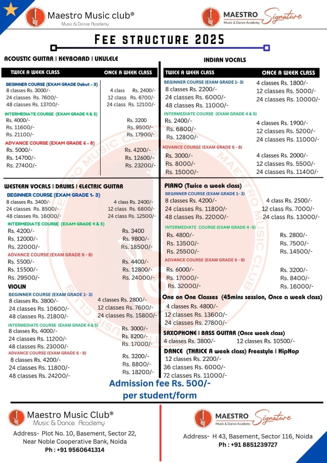 Fees - Maestro Music Club & Maestro Signature | Learn! Play! Jam! Perform!